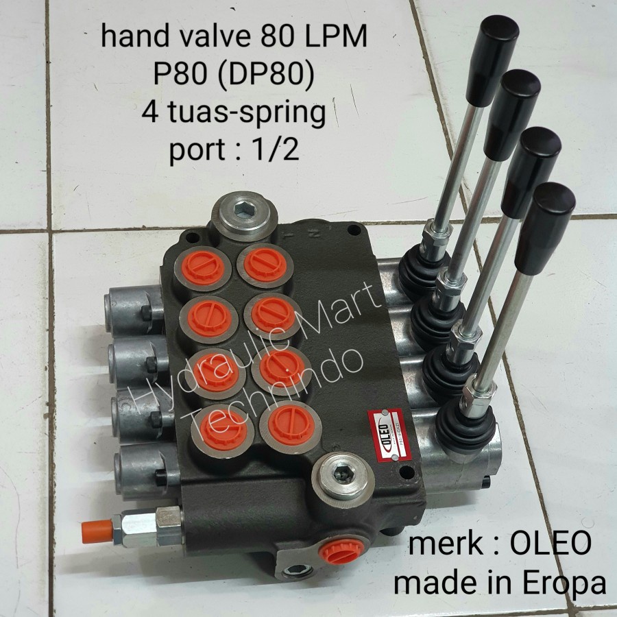 Jual Hand valve hidrolik DP80 P80 4 tuas spring port 1/2 max flow 90 ...