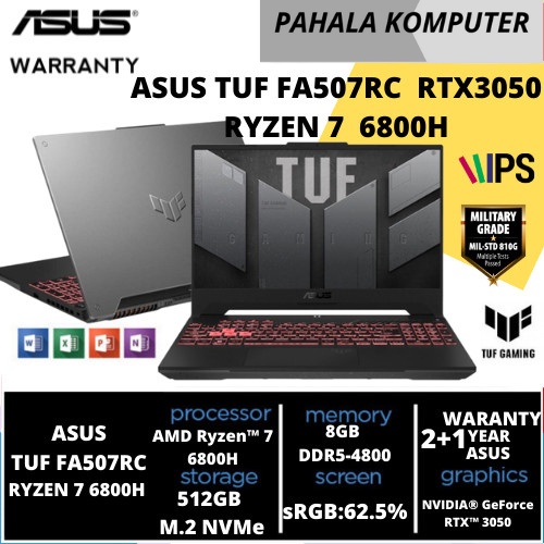 Jual LAPTOP ASUS TUF FA507RC R735B6GO RYZEN 7 6800H 8GB 512SSD RTX3050 ...