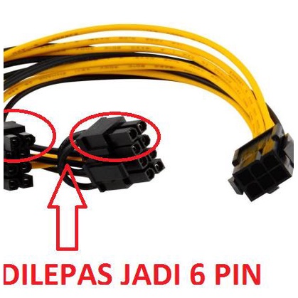 Jual Kabel PCIE VGA 6 pin to 8 pin (Dual 6+2 pin) BISA 6 PIN TO 6 DUAL ...