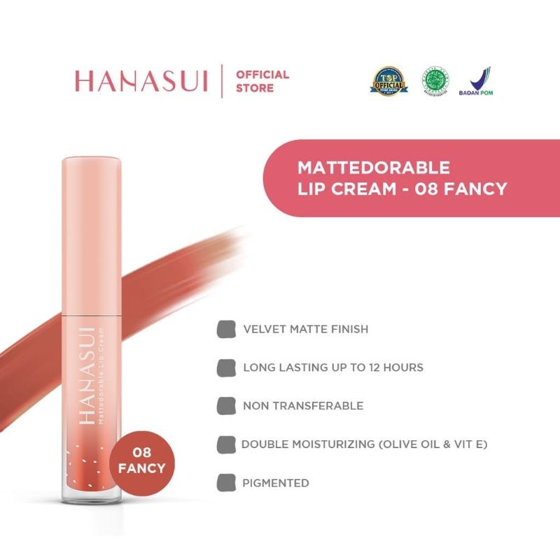 Jual Hanasui Mattedorable Lip Cream - 08 Fancy [Original] [BPOM ...