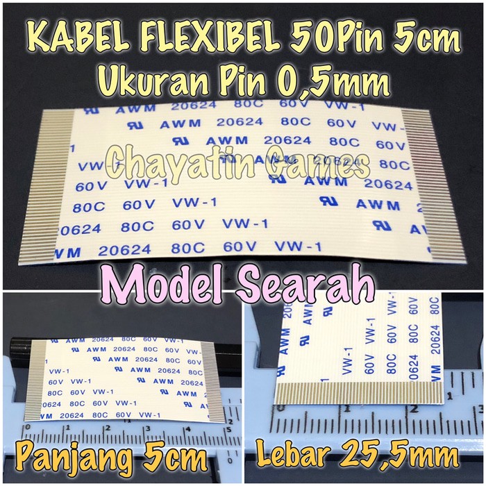 Jual Kabel Flexibel 50 Pin Halus Searah Panjang 5cm - Ukuran Pin 0,5mm ...