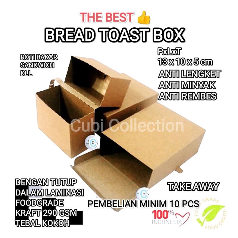 Jual BREAD TOAST BOX TAKE AWAY / KOTAK DUS BOX ROTI BAKAR KRAFT ...