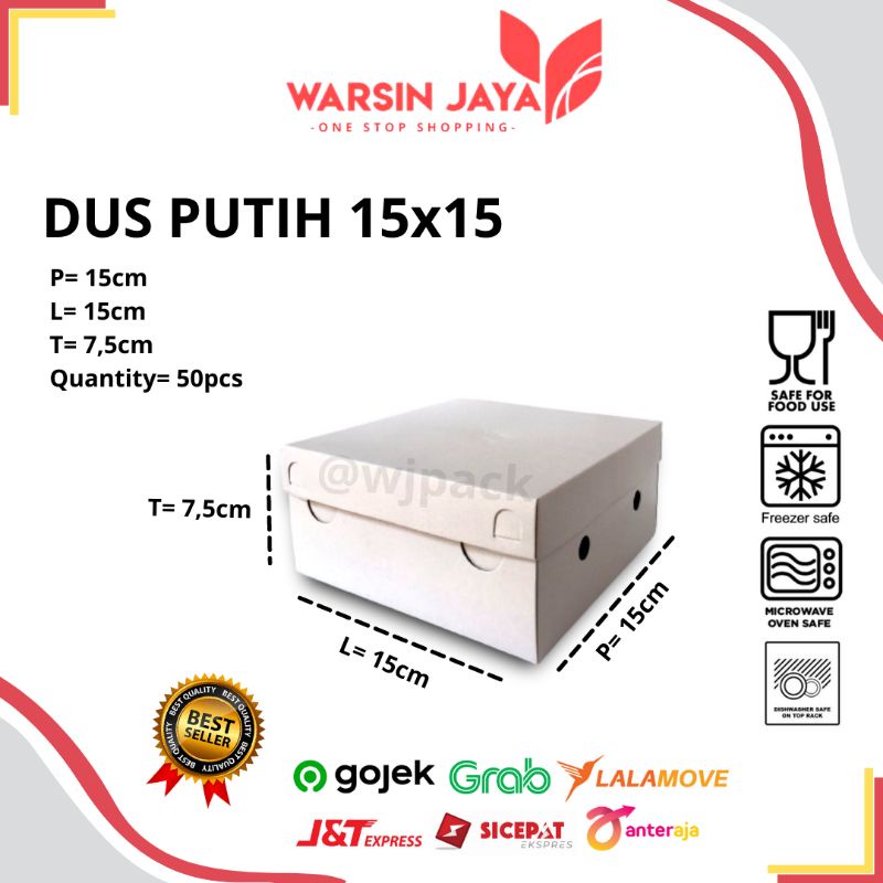 Jual Dus putih/Box Snack ukuran 15x15 isi 50pcs | Shopee Indonesia