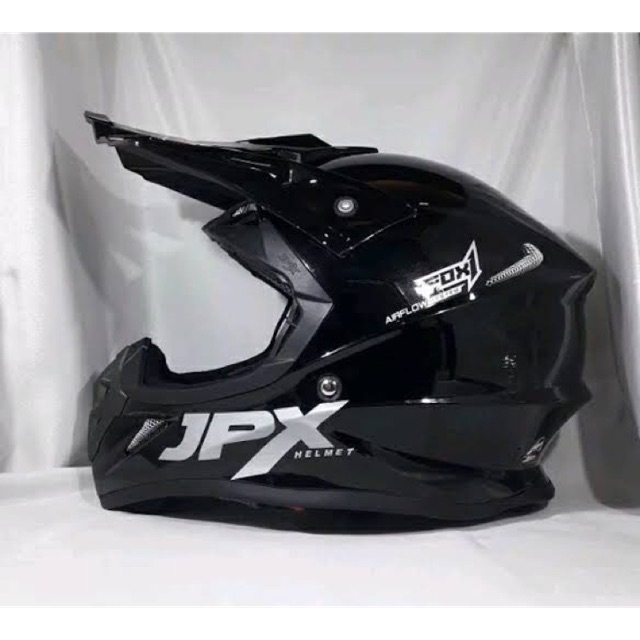 Jual Helm Cross JPX Full Face Trail Trabas Black Gloss Hitam Solid ...