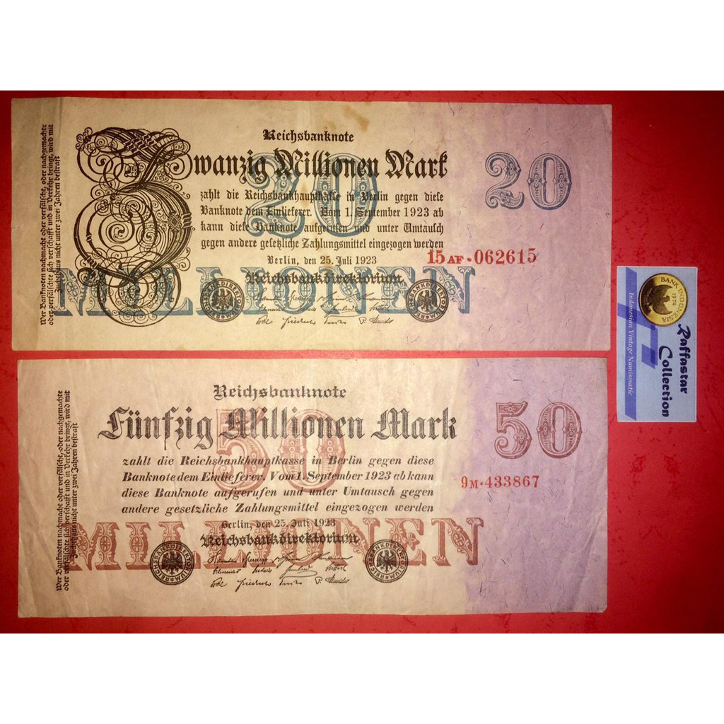 Jual uang asing kuno 20 & 50 juta Mark Jerman 1923 | Shopee Indonesia