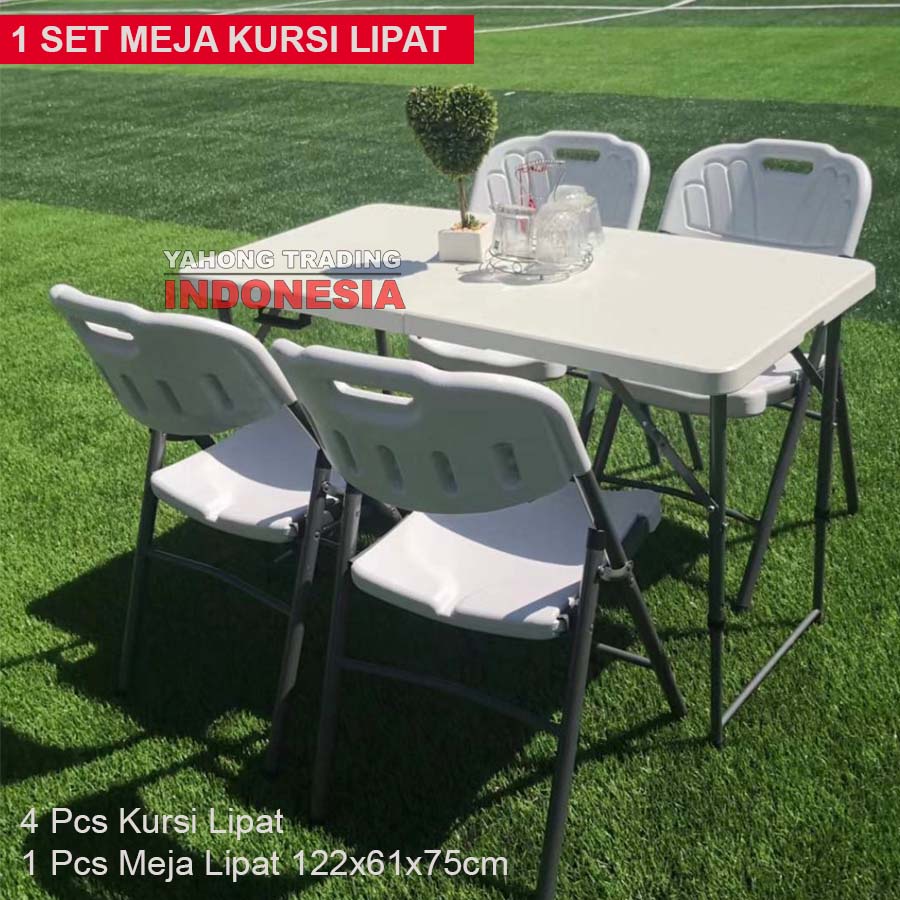 Jual Meja Kursi Lipat 122cm 1 SET Meja Makan Meja Taman Meja Outdoor ...