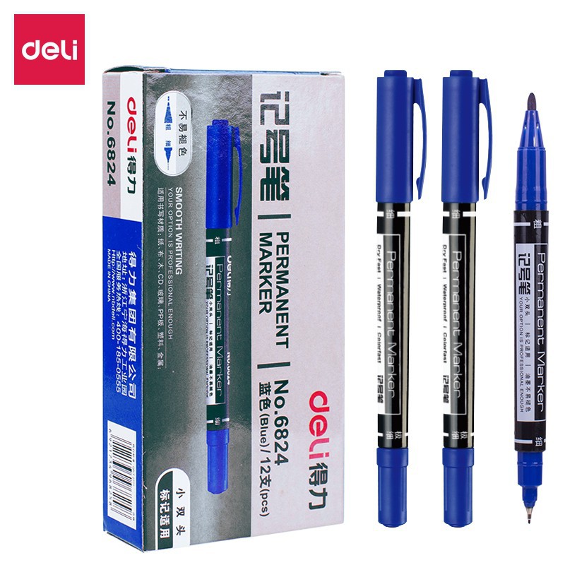 Jual Spidol DELI Permanent Marker 2 Sisi - 6824 Deli | Shopee Indonesia