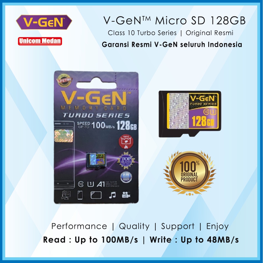 Jual V-Gen Micro SD 128 GB VGEN 128GB Class 10 TURBO Memory Card Non ...