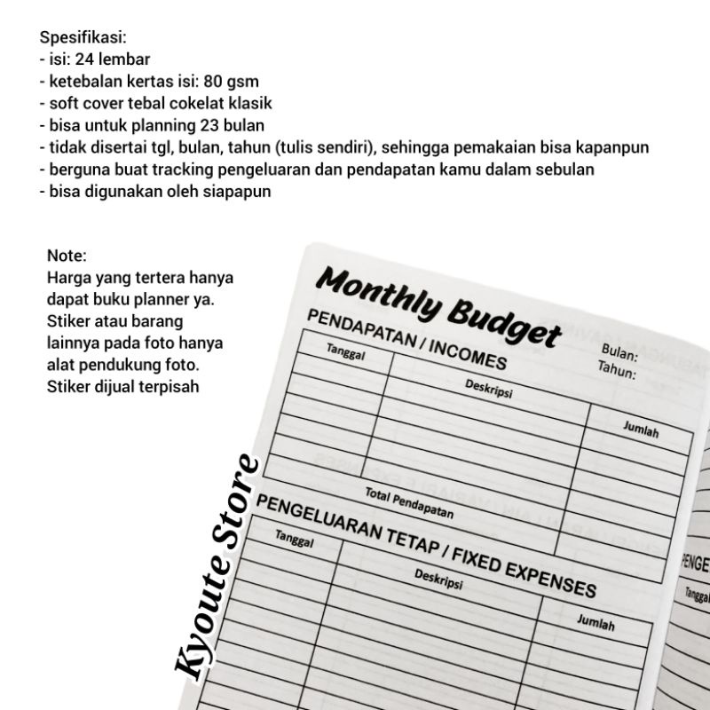 Jual Simple Financial Planner Book Tracker (Monthly Budget) Kyoute A5 ...