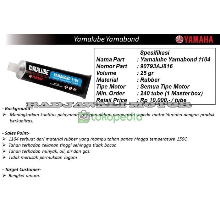 Jual OTOMOTIF SPARE PART MOTOR RJ2354 YAMALUBE YAMABOND ASLI YAMAHA ...