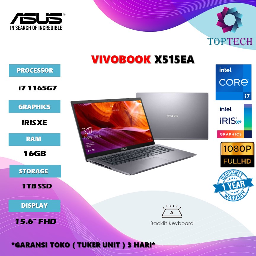 Jual LAPTOP ASUS VIVOBOOK X515EA FHD i7 1165G7 RAM 16GB 1TB SSD W10 ...