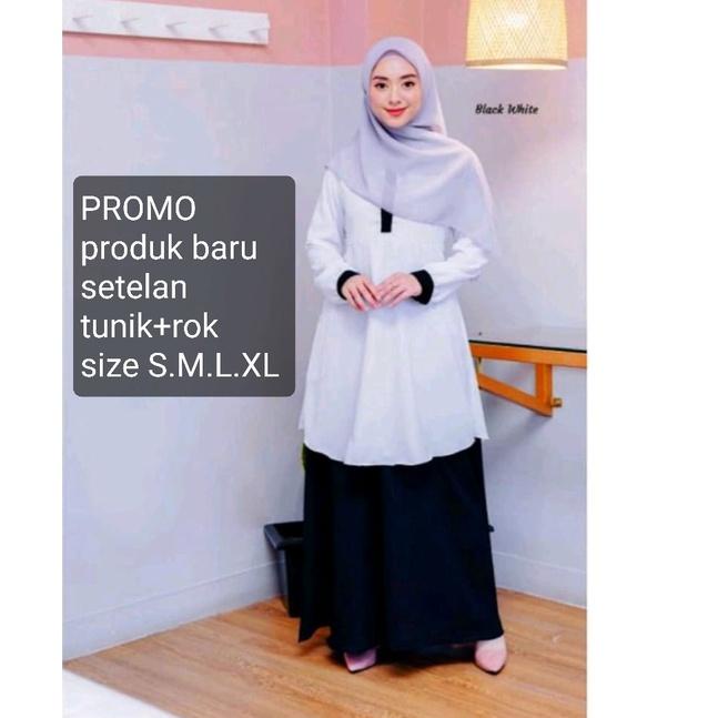 Jual BAJU SETELAN HITAM PUTIH TUNIK + ROK SETELAN KERJA PNS /SETELAN ...