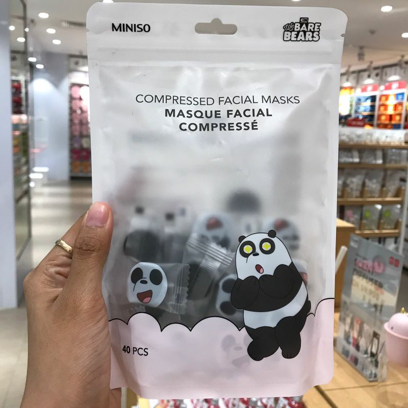 Jual MINISO Compressed Facial Mask We Bare Bears 40pack / masker tisu ...