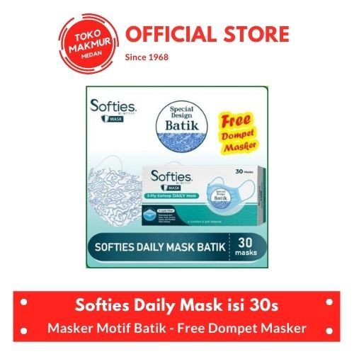 Jual SOFTIES MASKER DAILY MASK 3PLY ISI 30 PCS MOTIF BATIK | Shopee ...