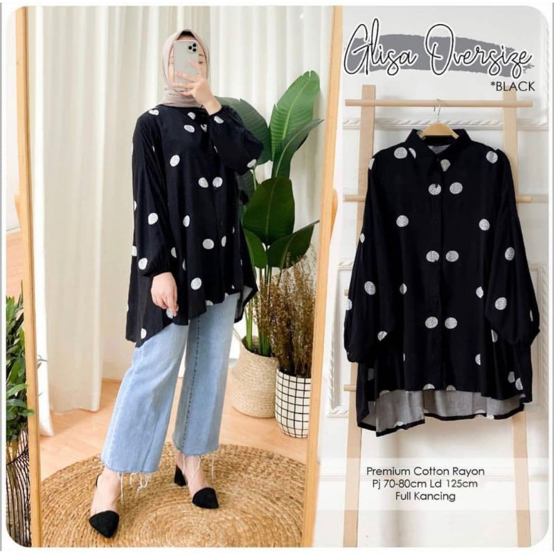 Jual Glisa Oversize Polka Black ( Baca Deskripsi Produk!!!) | Shopee ...
