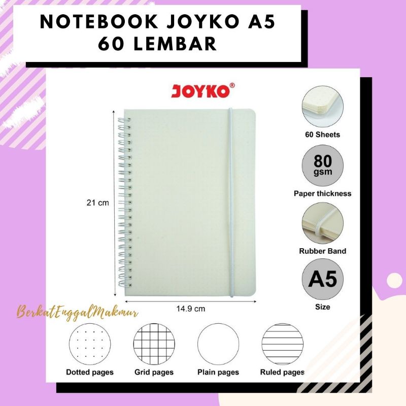 Jual Notebook Spiral Joyko NB-700 Kotak Titik Garis Polos A5 80gsm 60 lembar | Shopee Indonesia