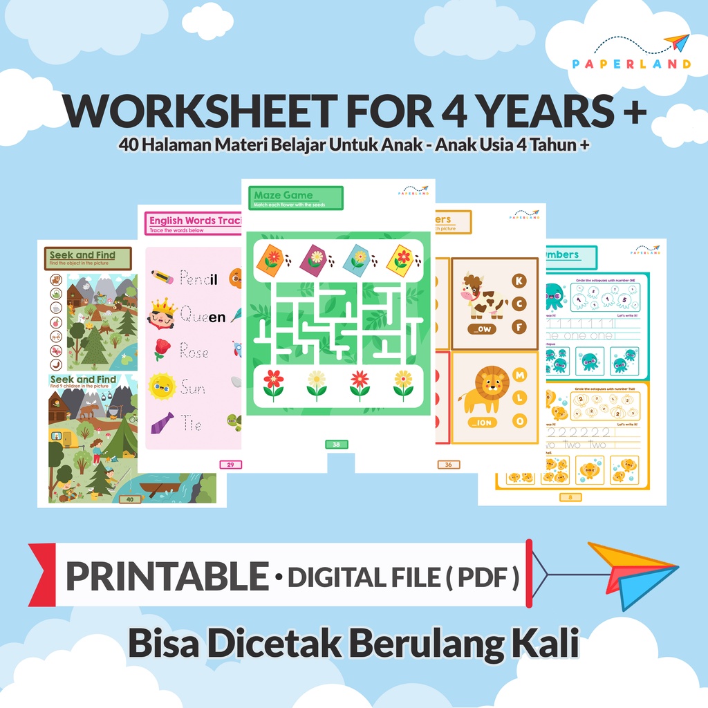 Jual [PDF] Worksheet Anak 4 thn + Lembar Kerja Anak (Produk Digital ...