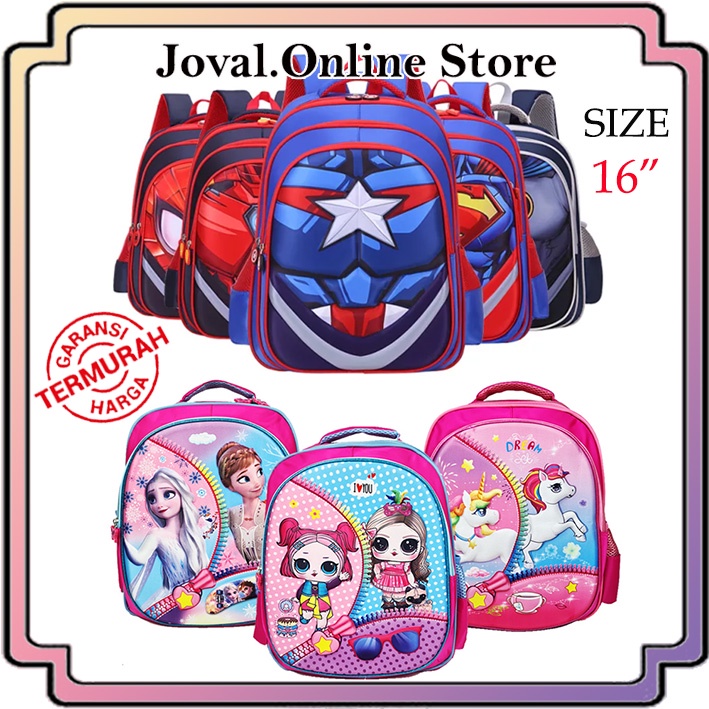 Jual ( TERMURAH !! ) TAS RANSEL ANAK SEKOLAH PAUD TK SD MOTIF SUPERHERO 3D ( TIMBUL ) UKURAN ...