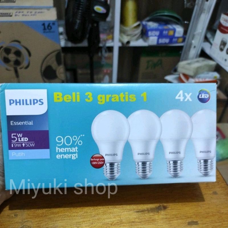 Jual Lampu Philips LED Essentials 5 Watt (isi 4pcs BUNDLING) | Shopee Indonesia