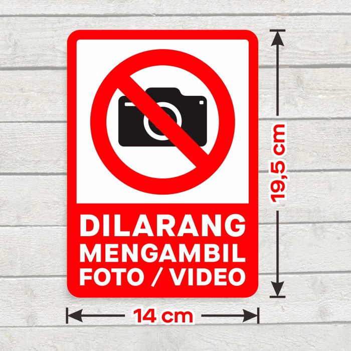 Jual Sticker Sign Stiker Vinyl Marka Dilarang Mengambil Foto Video 14 x 19,5 cm | Shopee Indonesia