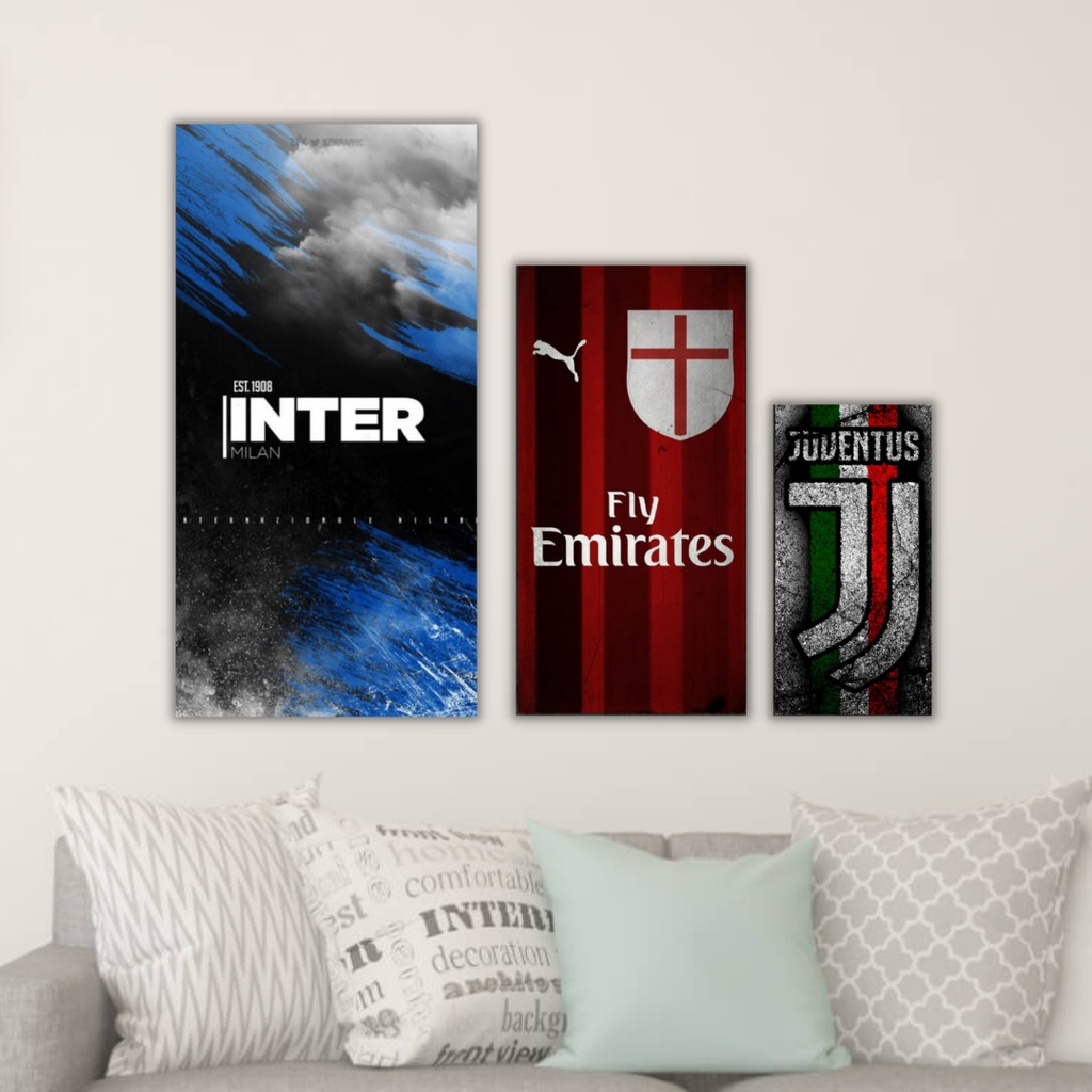 Jual Hiasan Dinding Club Bola Football / INTER MILAN JUVENTUS AC MILAN ...