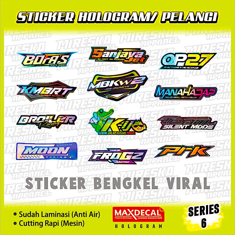 Jual Terbaru!! Stiker Viral Hologram Terlaris Racing Series 6 / Sticker ...