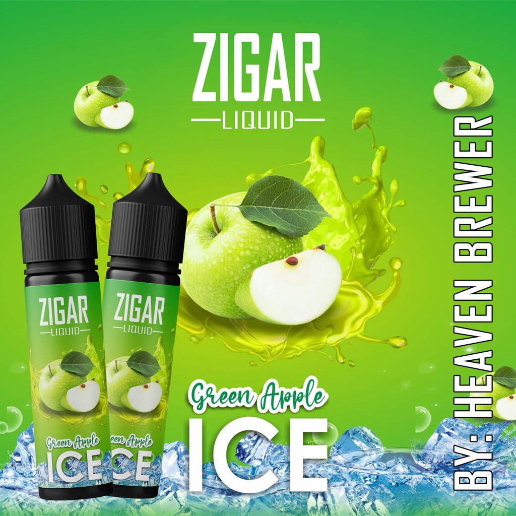Jual Baru Zigar Liquid By Heaven Brewer Rasa Apel Hijau Ice 60ml ...