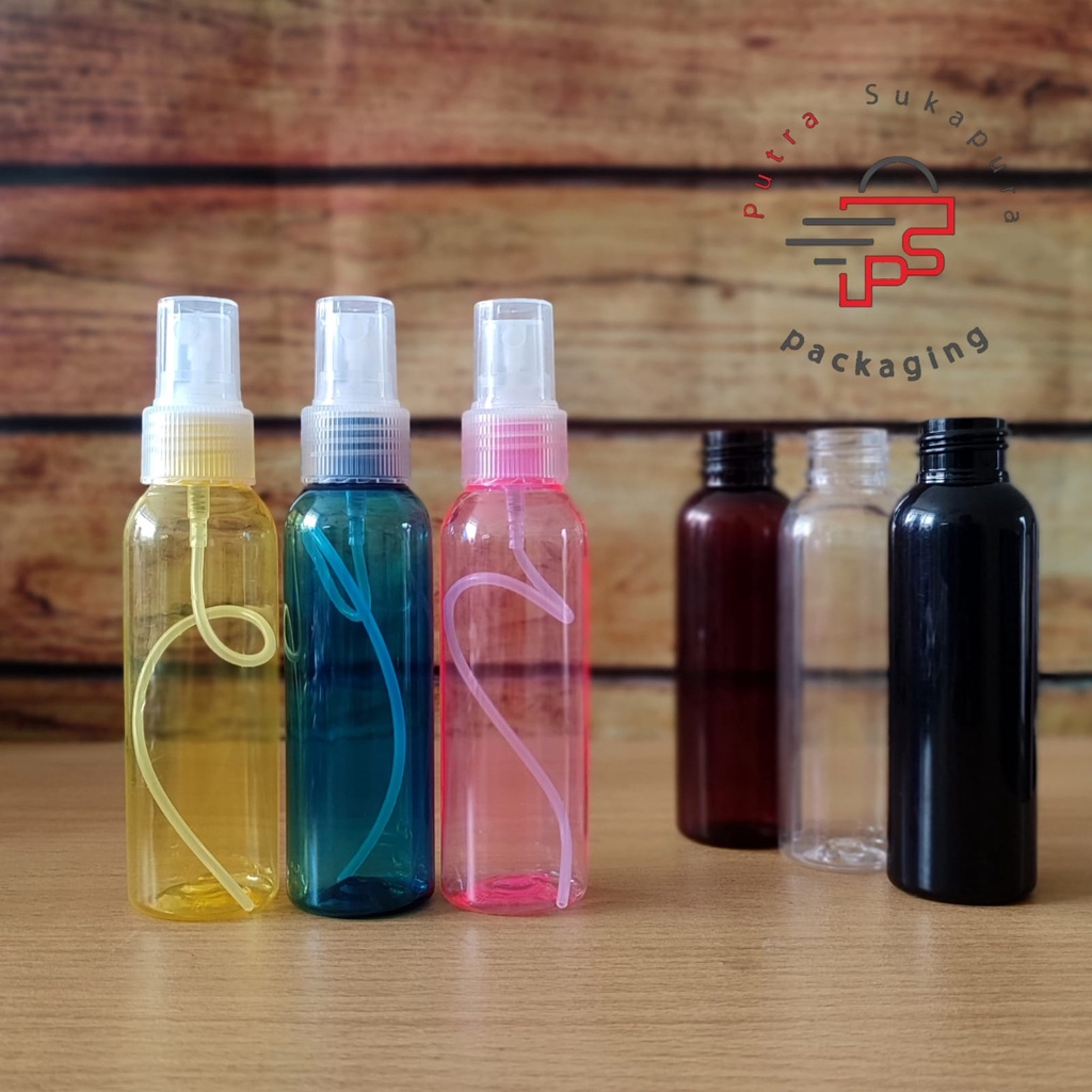Jual botol spray 100ml pet varian warna / tutup spray neck 24 natural ...
