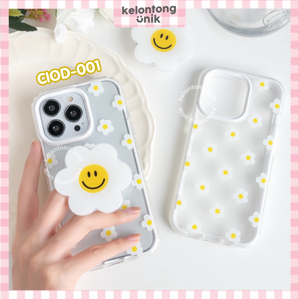 Jual KELONTONG UNIK | (Free Griptok) 3 in 1 Daisy Flower Shockproof Case + Griptok - Softcase ...