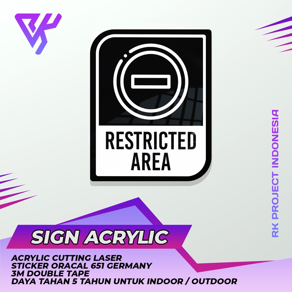 Jual RESTRICTED AREA PAPAN INFORMASI SIGN BOARD AKRILIK | Shopee Indonesia