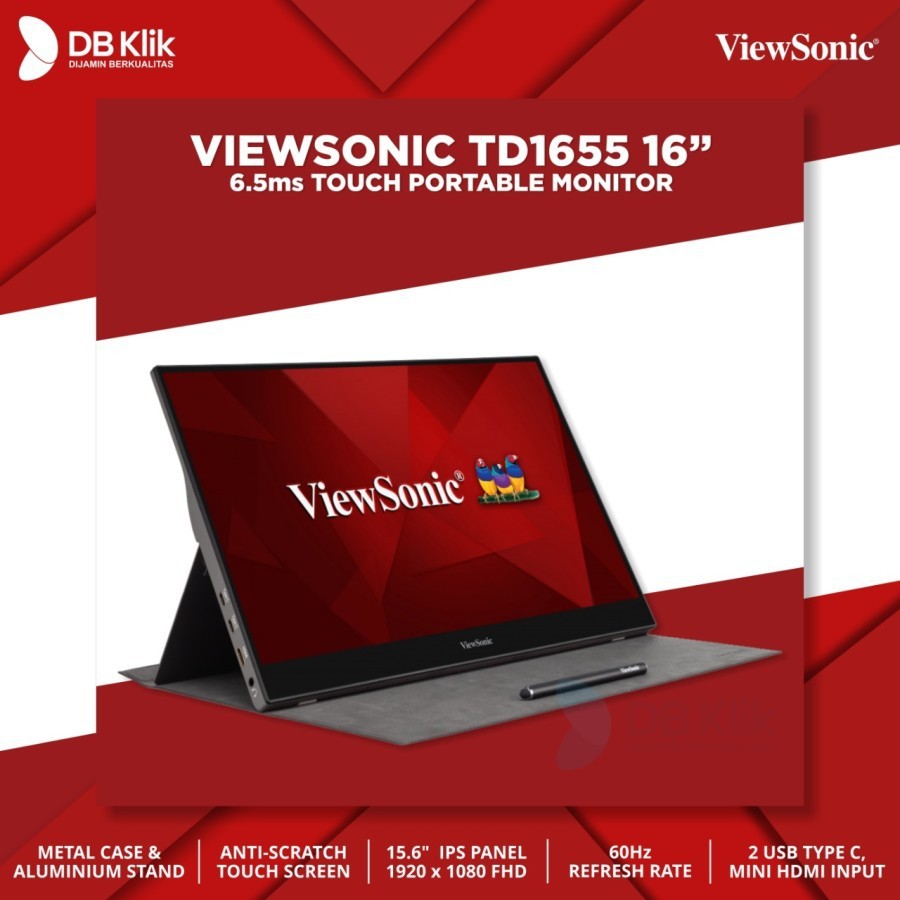 Jual LED Monitor Viewsonic TD1655 15.6" Portable "FHD IPS Mini HDMI USB ...