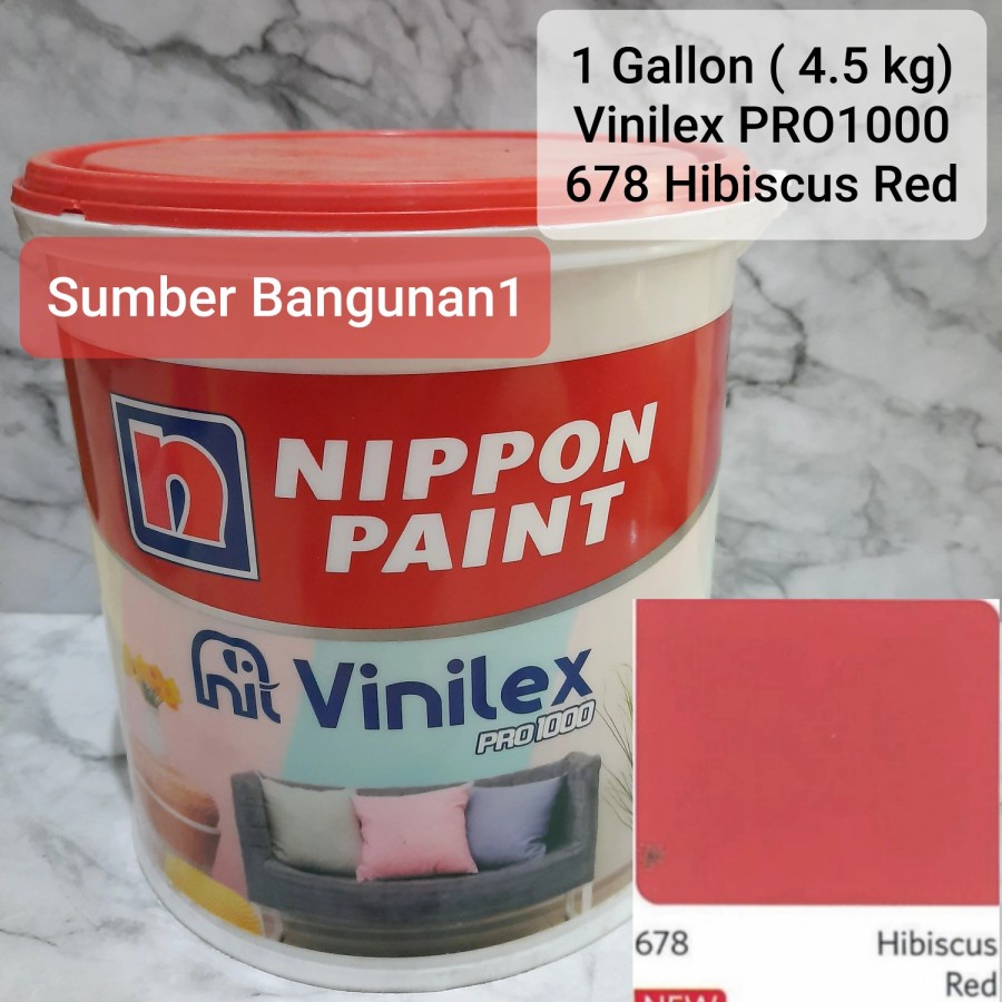 Jual Vinilex Pro 1000 Hibiscus Red 678 cat tembok merah dinding 4.5 kg ...