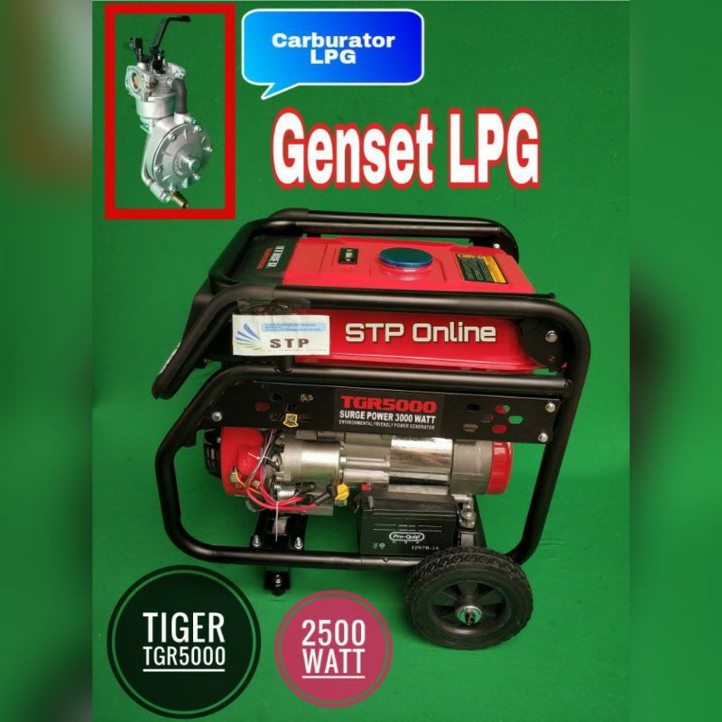 Jual GENSET GENERATOR GAS LPG TGR 5000 TIGER 2500WATT | Shopee Indonesia