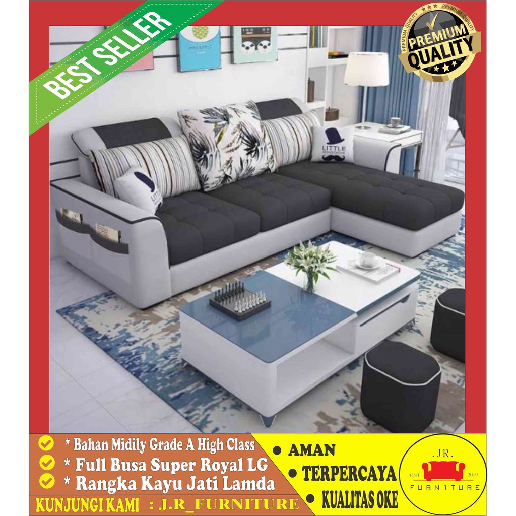 Jual SOFA MINIMALIS UKURAN L SHAPE FURNITURE RUANG TAMU DAN KELUARGA ...