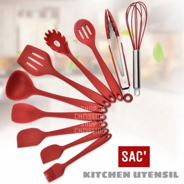 Jual Jual Kitchen Utensil Silicone Spatula Tahan Panas Set 10 Cooking ...