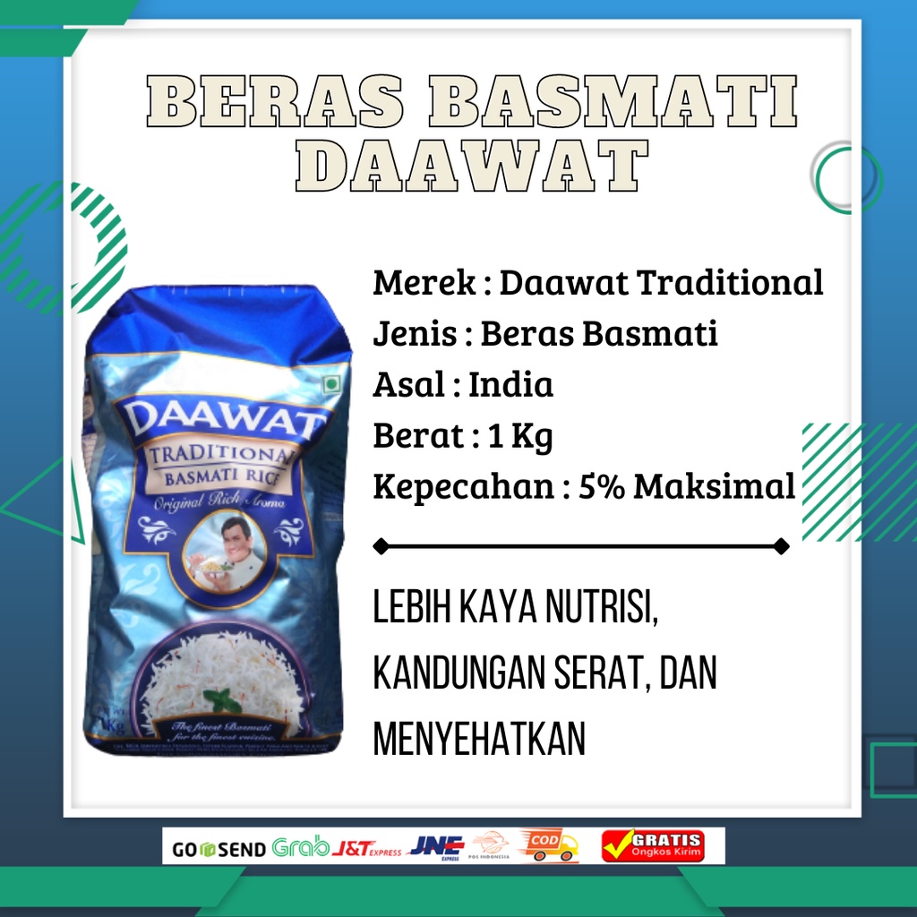 Jual Beras Diet Traditional Basmati Rice Original Asli dari India 1 Kg ...