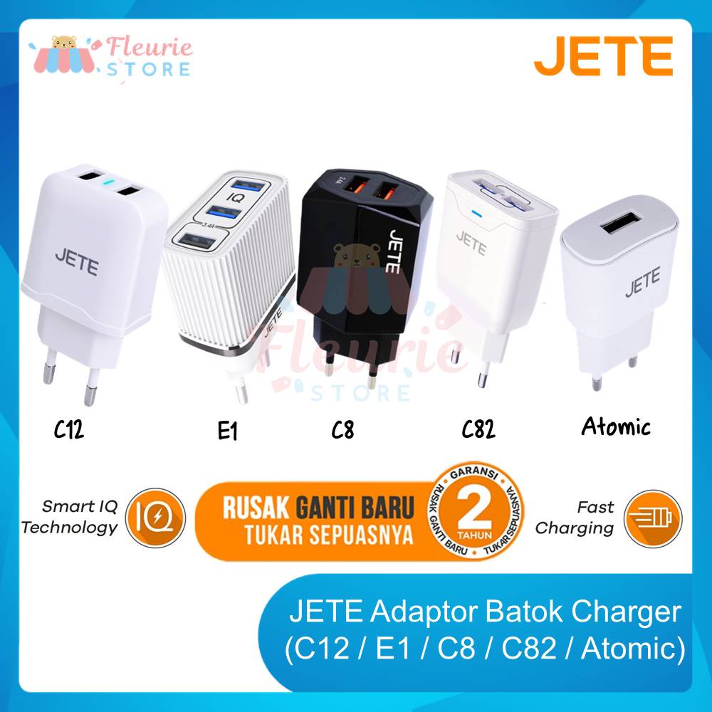 Jual Jete Adaptor Batok Charger 1USB 2USB - C12 / C8 / C82 / E1 / Atomic / C81 Original ...