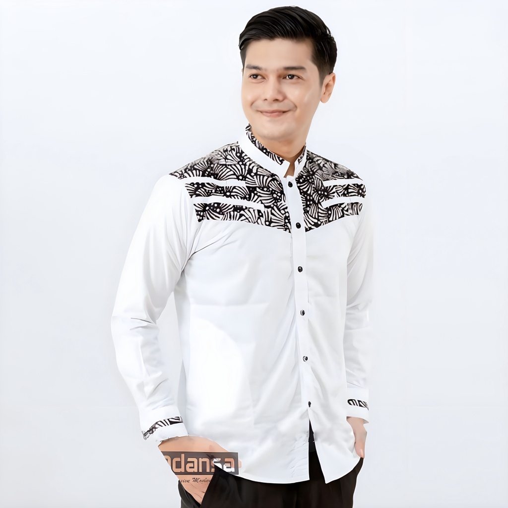 Jual Adansa Baju Koko Pria Lengan Panjang Kombinasi Batik Motif Sayap ...