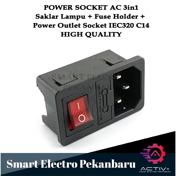 Jual HIGH QUALITY POWER SOCKET IEC 320 C14 Soket AC 3in1 + Saklar Lampu + Fuse Holder Power ...