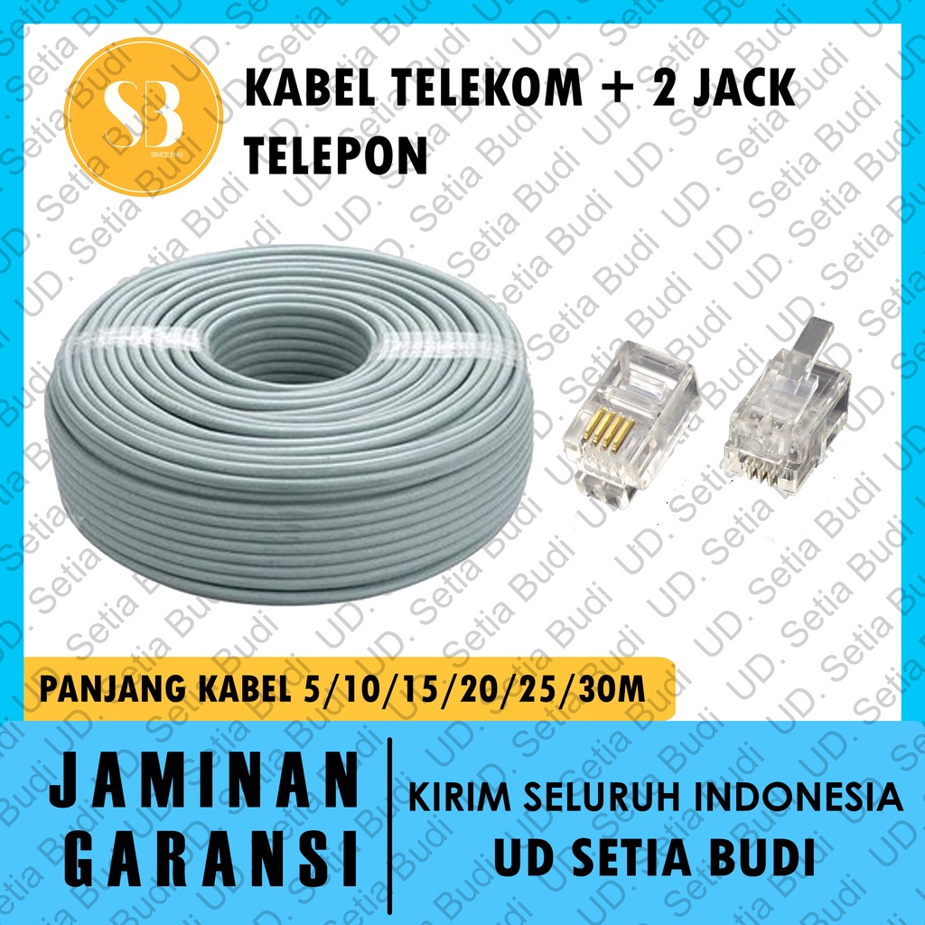 Jual Kabel Telkom Isi 4 dan 2 Jack Telepon Panjang 5 10 15 20 25 30 ...