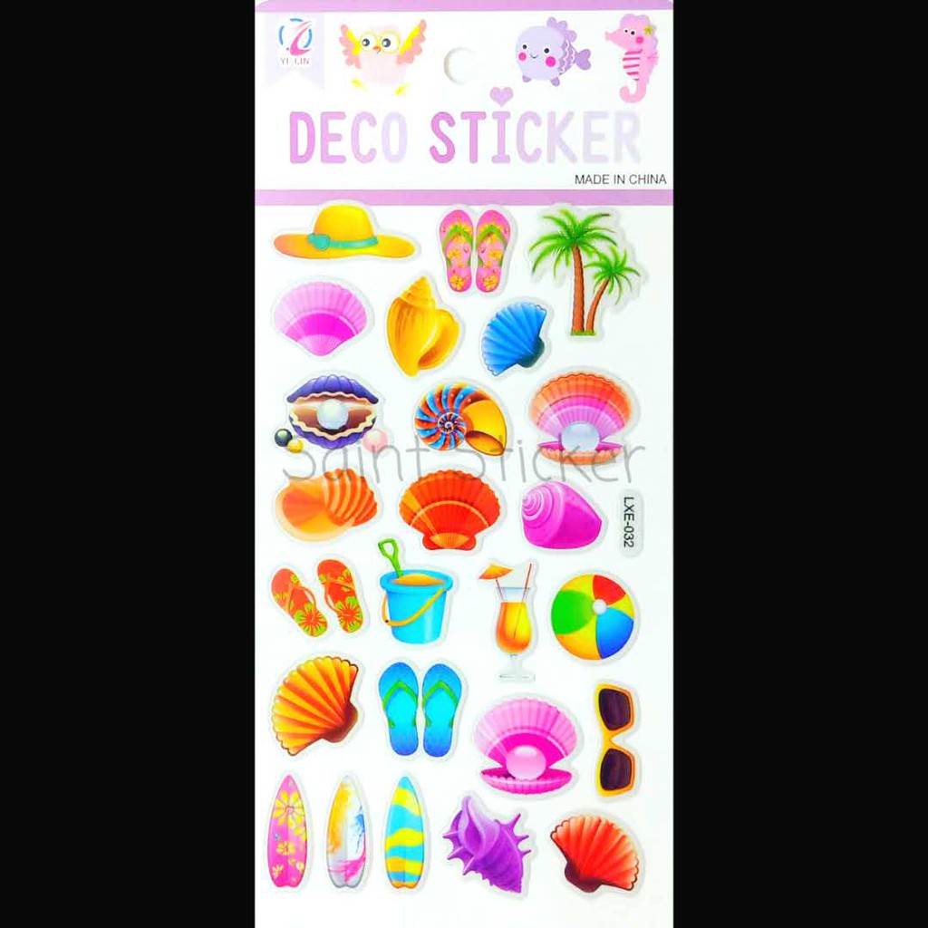 Jual Sticker Timbul Gambar Tempel Stiker Anak Edisi Kerang Beach Pantai ...