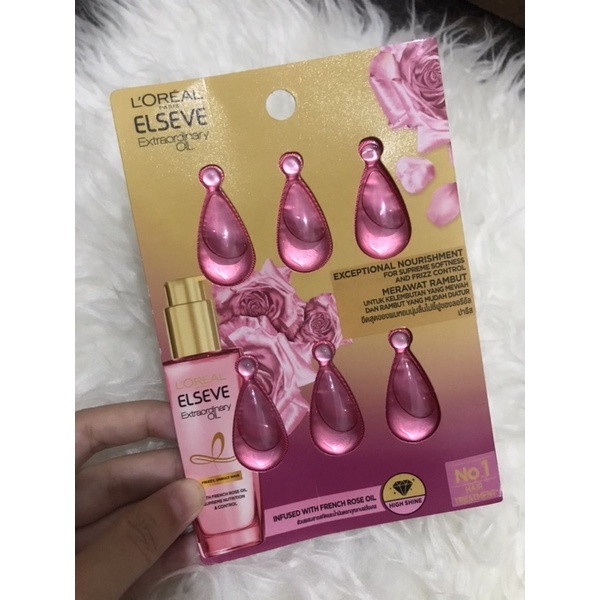 Jual LOREAL ELSEVE EXTRAORDINARY OIL DROPLET pink sachet serum 1ml x ...