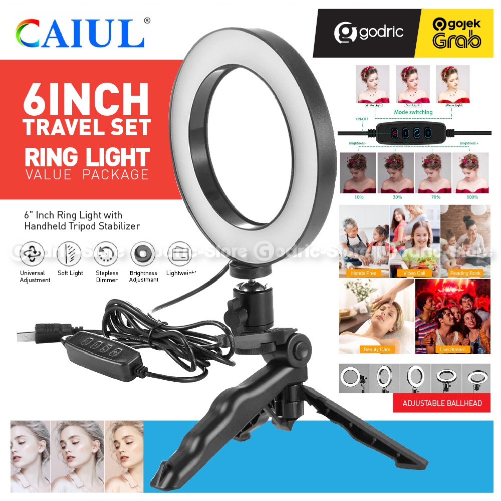 Jual Ring Light 16CM with Mini Grip Tripod Lampu Rias Selfie Beauty ...