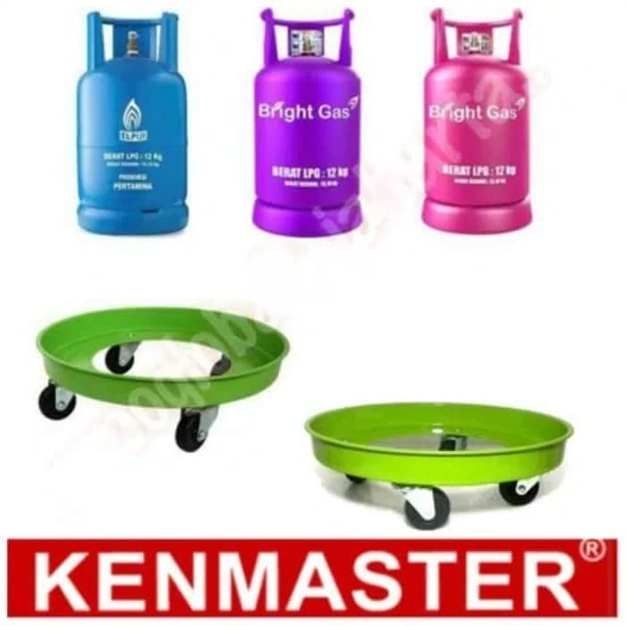 Jual KENMASTER Tatakan gas Roda Tabung Gas Elpiji Besi Bulat Plus Roda ...