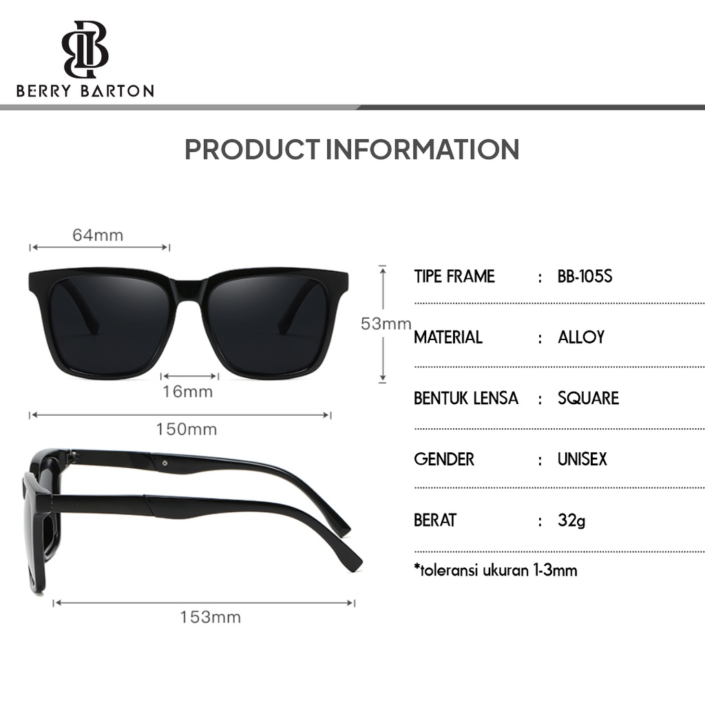 Jual Berry Barton - Kacamata Hitam Polarized Anti Uv 400 Sunglasses UV Protection Pria BB 105 ...