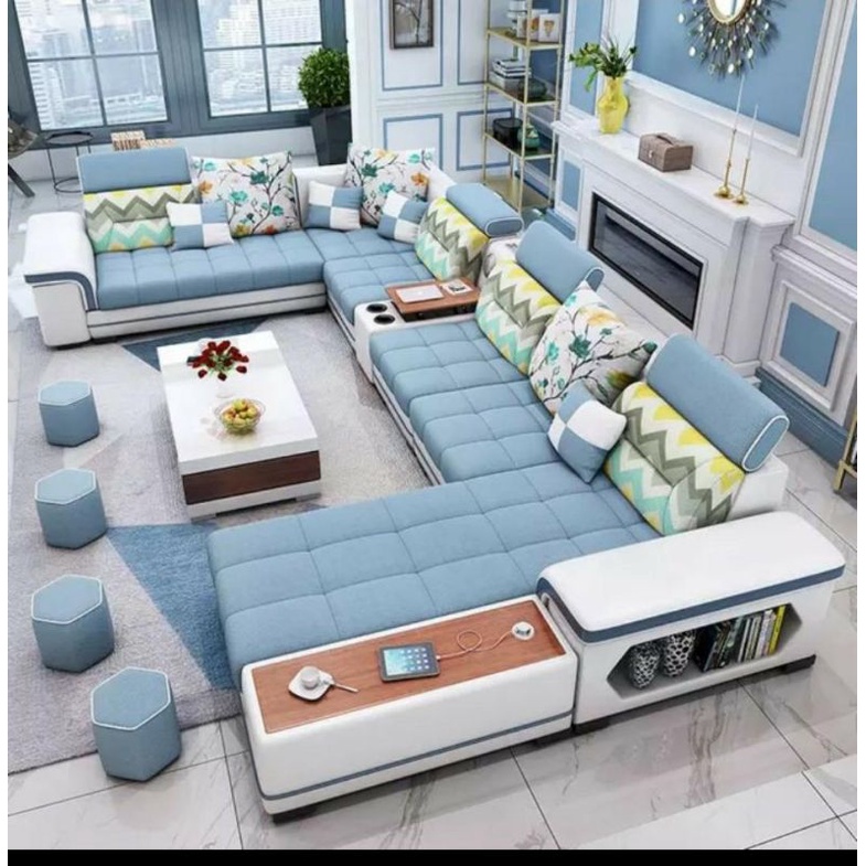 Jual Sofa minimalis Letter L Sofa minimalis Sofa Ruang Tamu Modern Blue ...