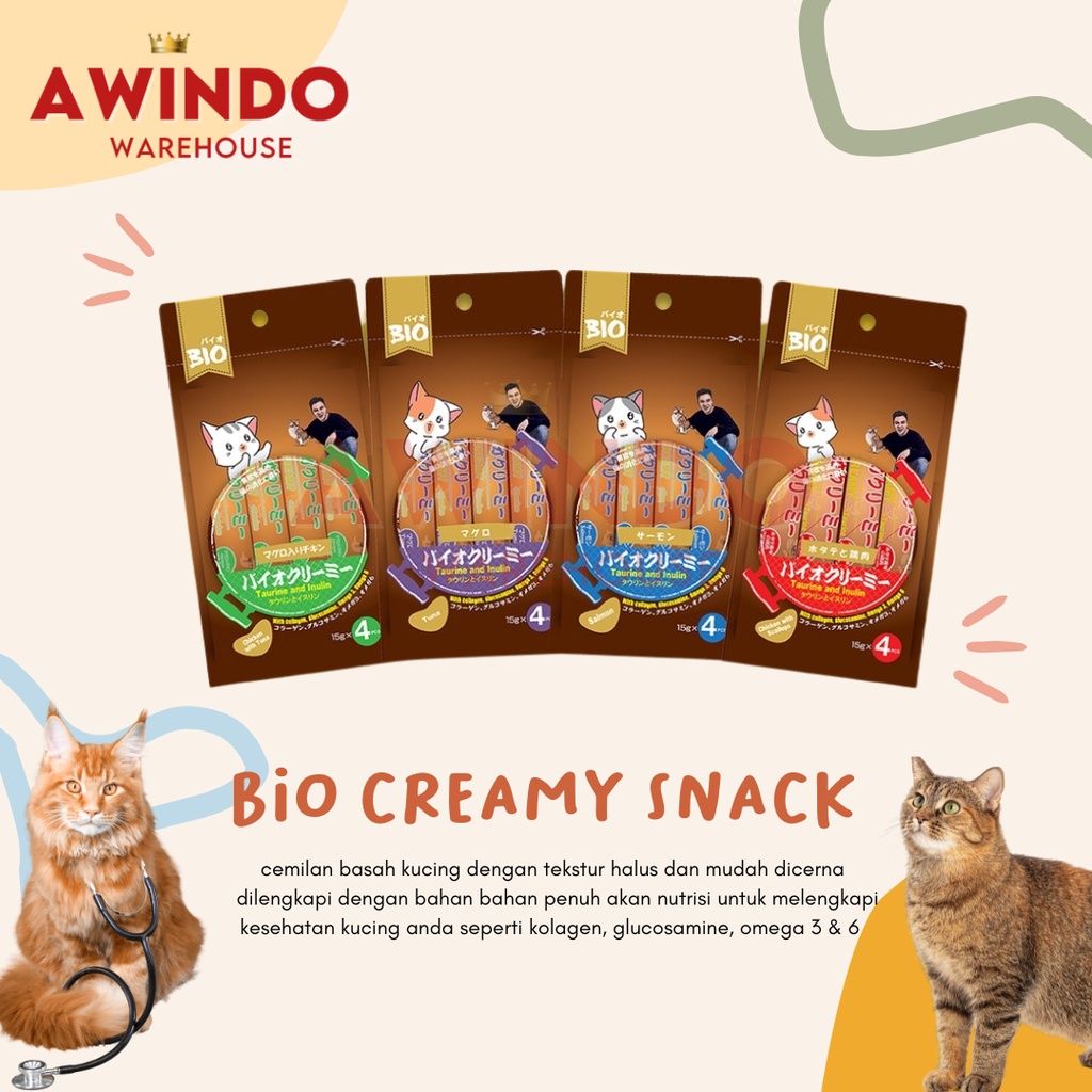 Jual BIO CREAMY TREATS - Makanan Cemilan Basah Kucing Cat Adult Kitten ...