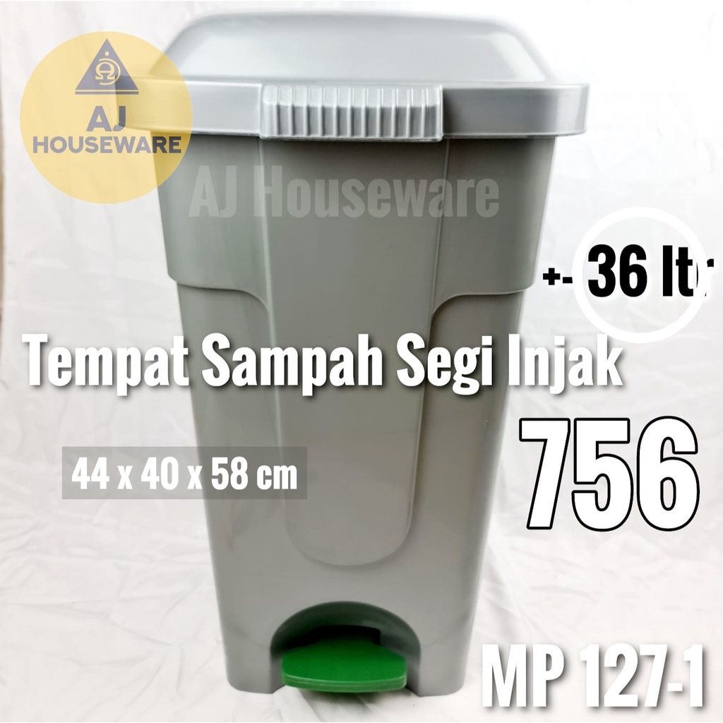 Jual TEMPAT SAMPAH INJAK SEGI BESAR TS 756 SILVER 36 LITER MPW / DUST ...