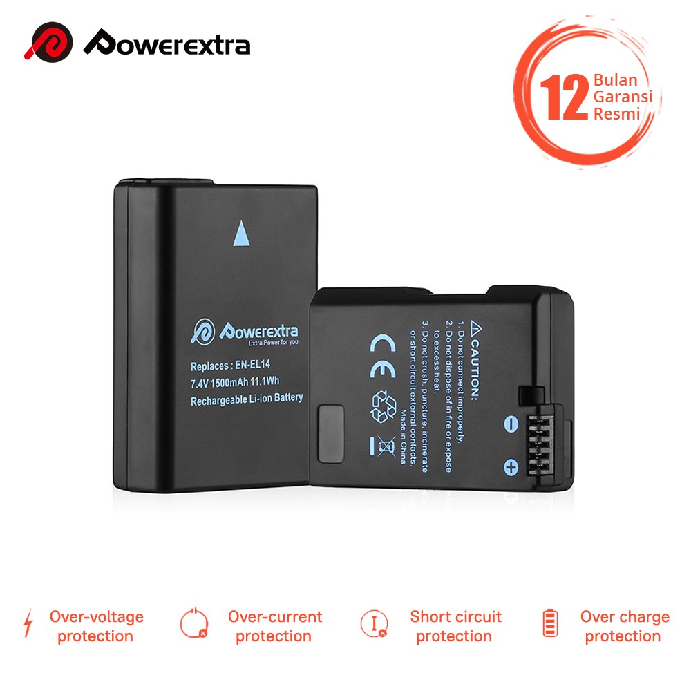 Jual POWEREXTRA Battery Nikon EN-EL14 for D3300 D5100 D5300 ETC ...