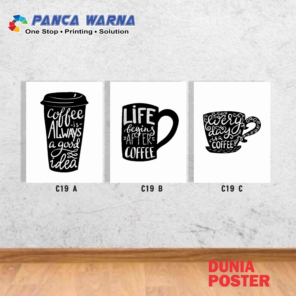 Jual Poster Hiasan Dinding Tipografi Coffee Interior Design Custom ...